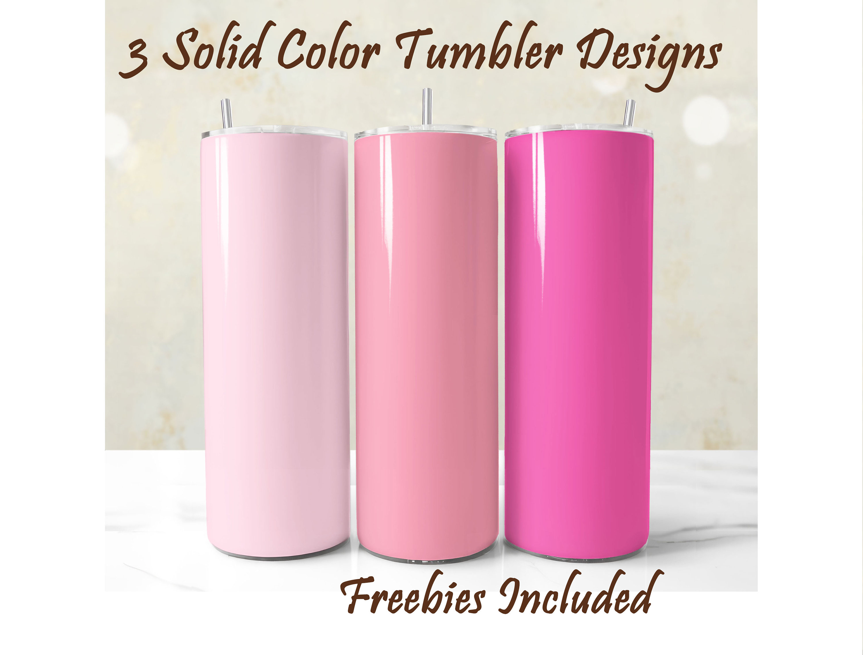 3 Pink Tumbler Wraps, Blush Hot and Light Pink Skinny 20oz Tumbler ...