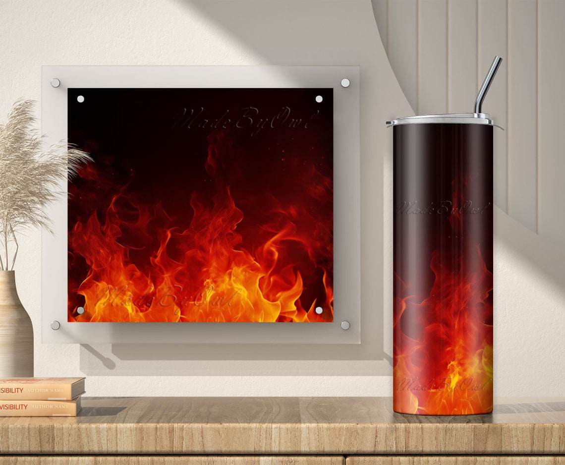 Orange Fire Flame Tumbler Wrap, PNG Fire Sublimation, Realistic Flames ...