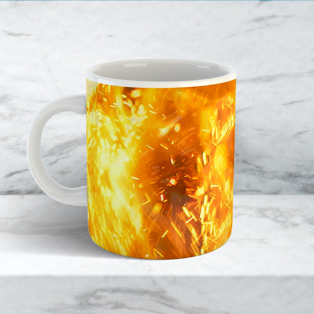 Yellow Fire Mug Wrap, Sparkle PNG Mug Template, Firework PNG ...