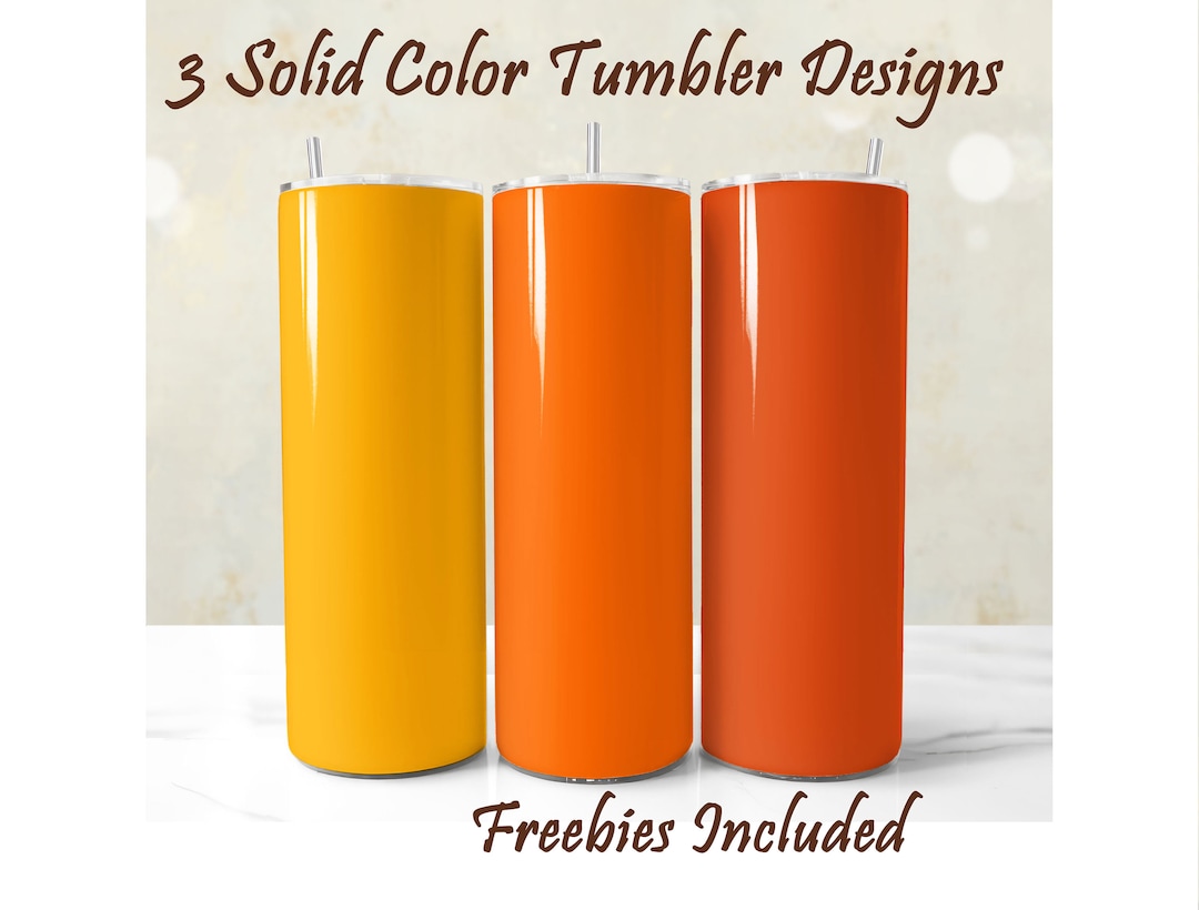 3 Solid Orange Color Tumbler Wraps, Plain Light and Dark Orange Designs ...