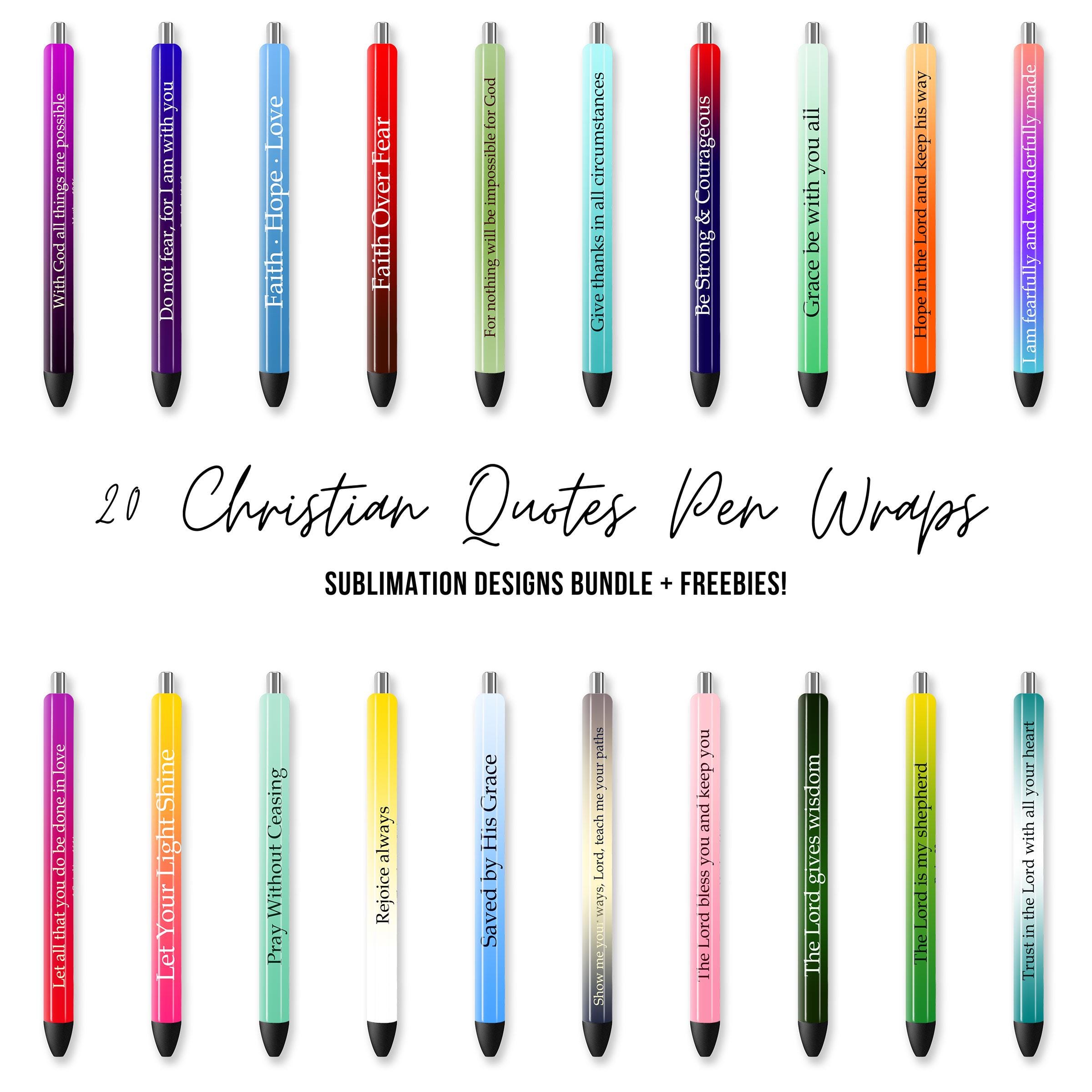 Christian Pen Wrap Bundle Sublimation Design PNG, Bible Verse Scripture ...