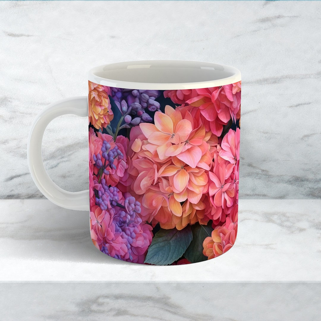 Floral Hydrangea Lilac Mug Wrap, Sublimation Design (digital Download ...