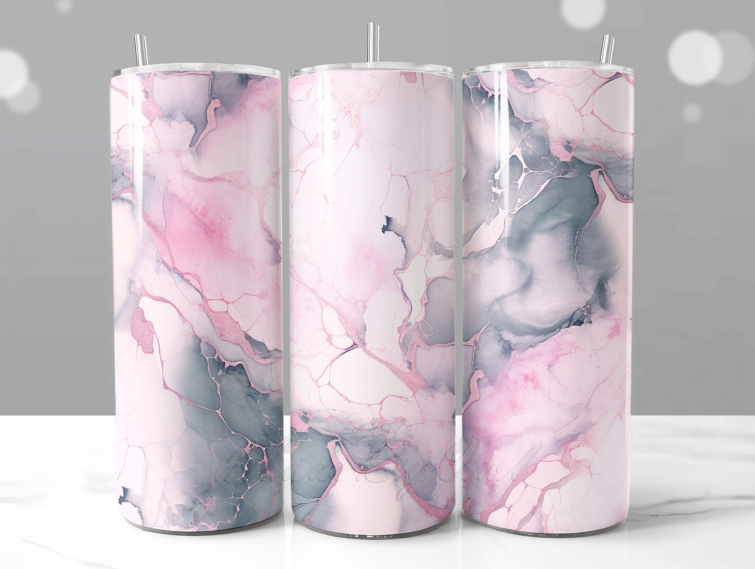 Gray Pink Marble Tumbler Wrap PNG, Marble Sublimation Designs, 20oz ...