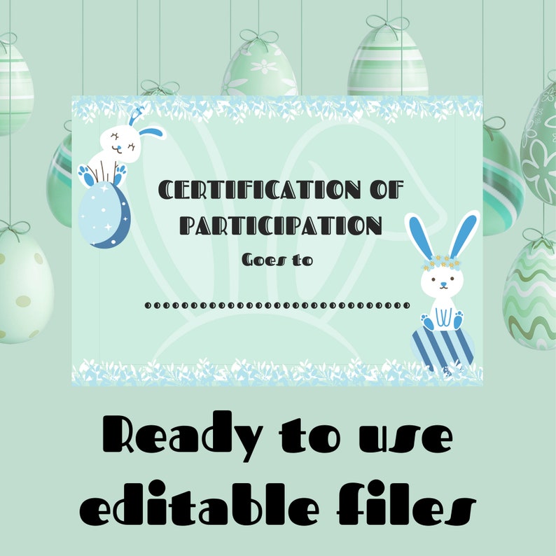 Editable Printable Easter Certificate on Canva DIY Easter Award ...