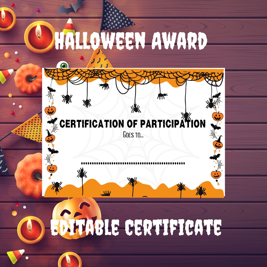 Editable Printable Halloween Certificate on Canva DIY - Etsy Australia