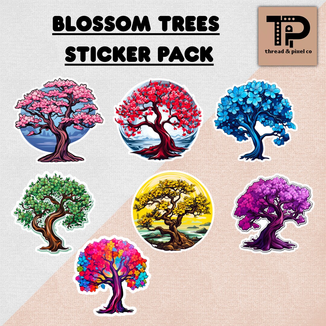 Cherry Blossom Trees Sticker Pack | Journal Stickers, Scrapbook ...