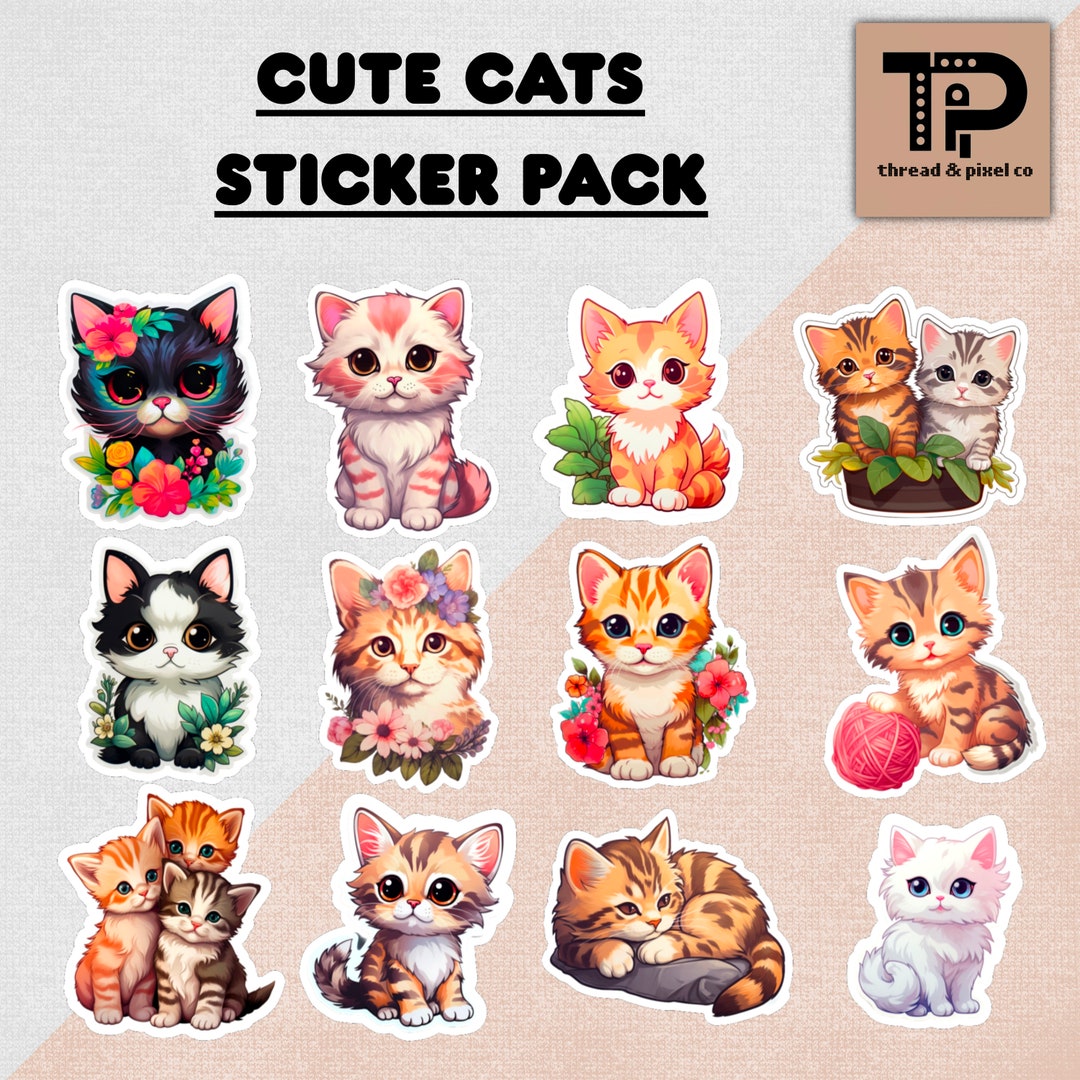 Cute Cats and Kittens Sticker Pack | Journal Stickers, Scrapbook ...