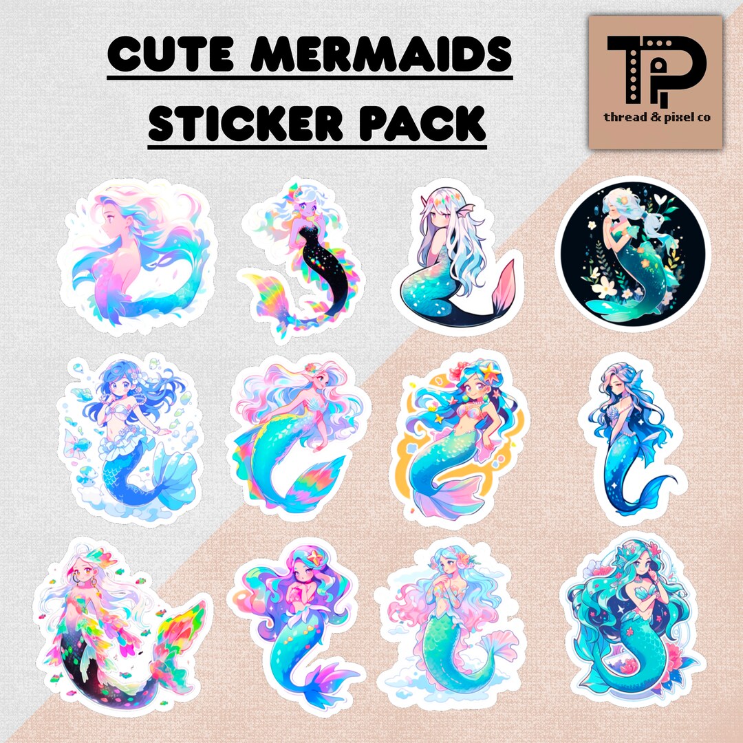 Cute Mermids Sticker Pack | Journal Stickers, Scrapbook Stickers ...