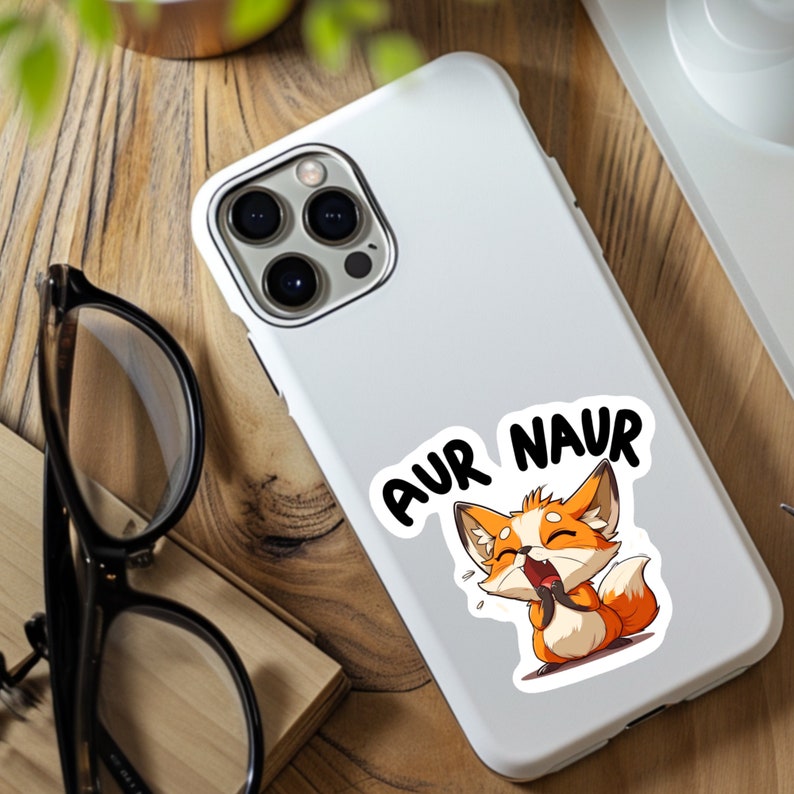 Funny Kawaii Sticker, Fox Sticker, Aur Naur Sticker, Sticker for Laptop ...