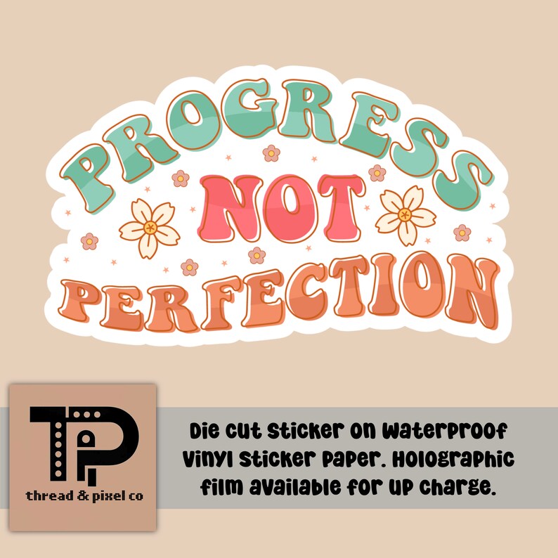 Motivational Sticker, Progress Not Perfection Sticker, Sticker for ...
