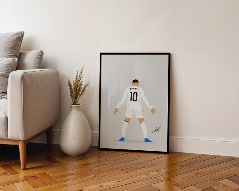 Kylian Mbappe Real Madrid Poster | Hand-drawn Illustration | La Liga ...