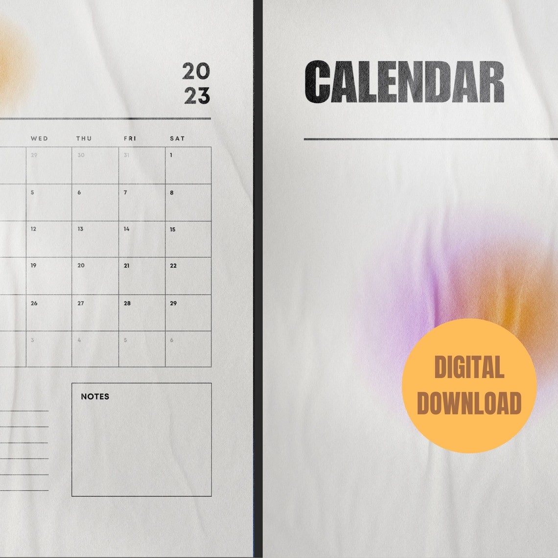 12 Month Printable Calendars Modern Minimal Simple Bold Vertical - Etsy