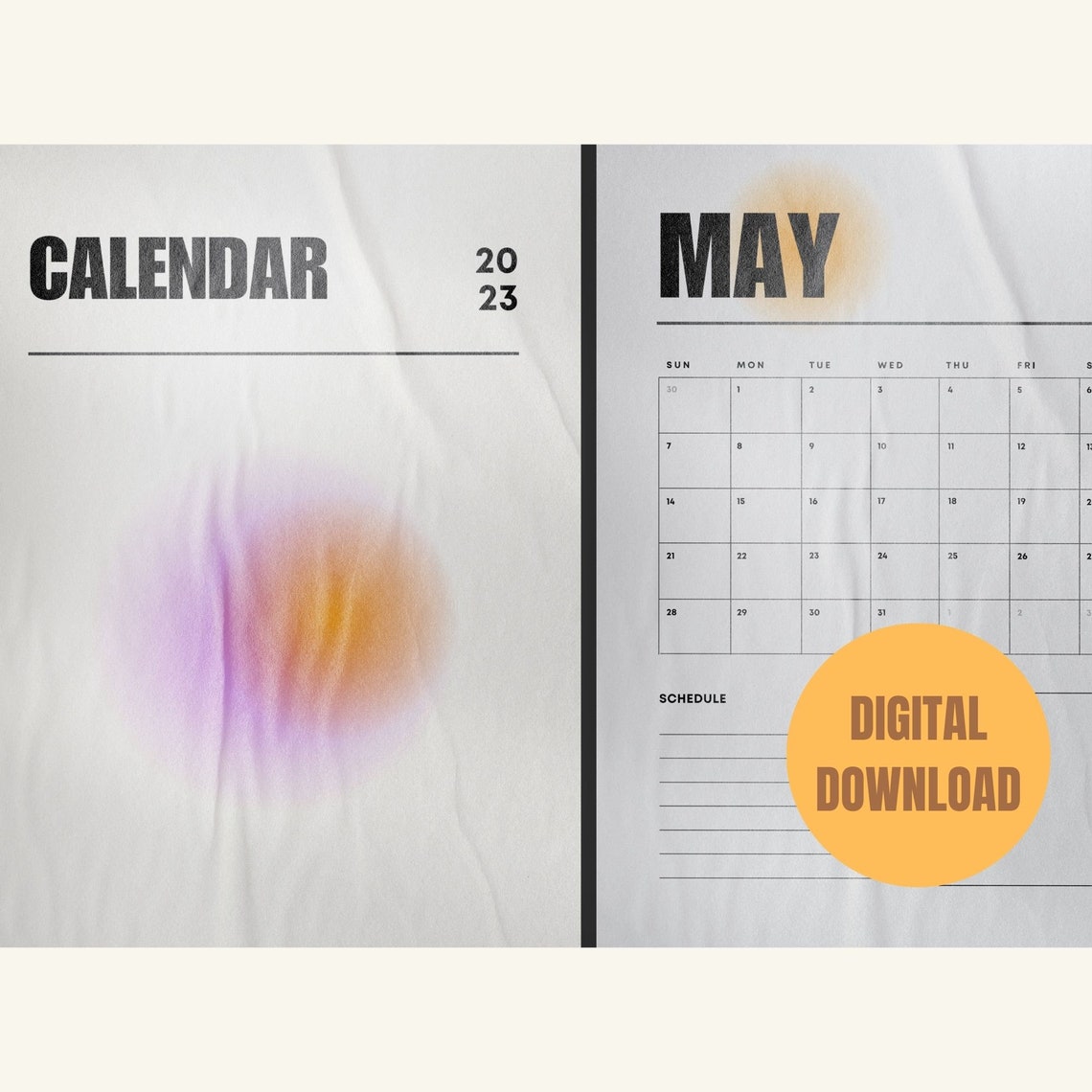 12 Month Printable Calendars Modern Minimal Simple Bold Vertical - Etsy