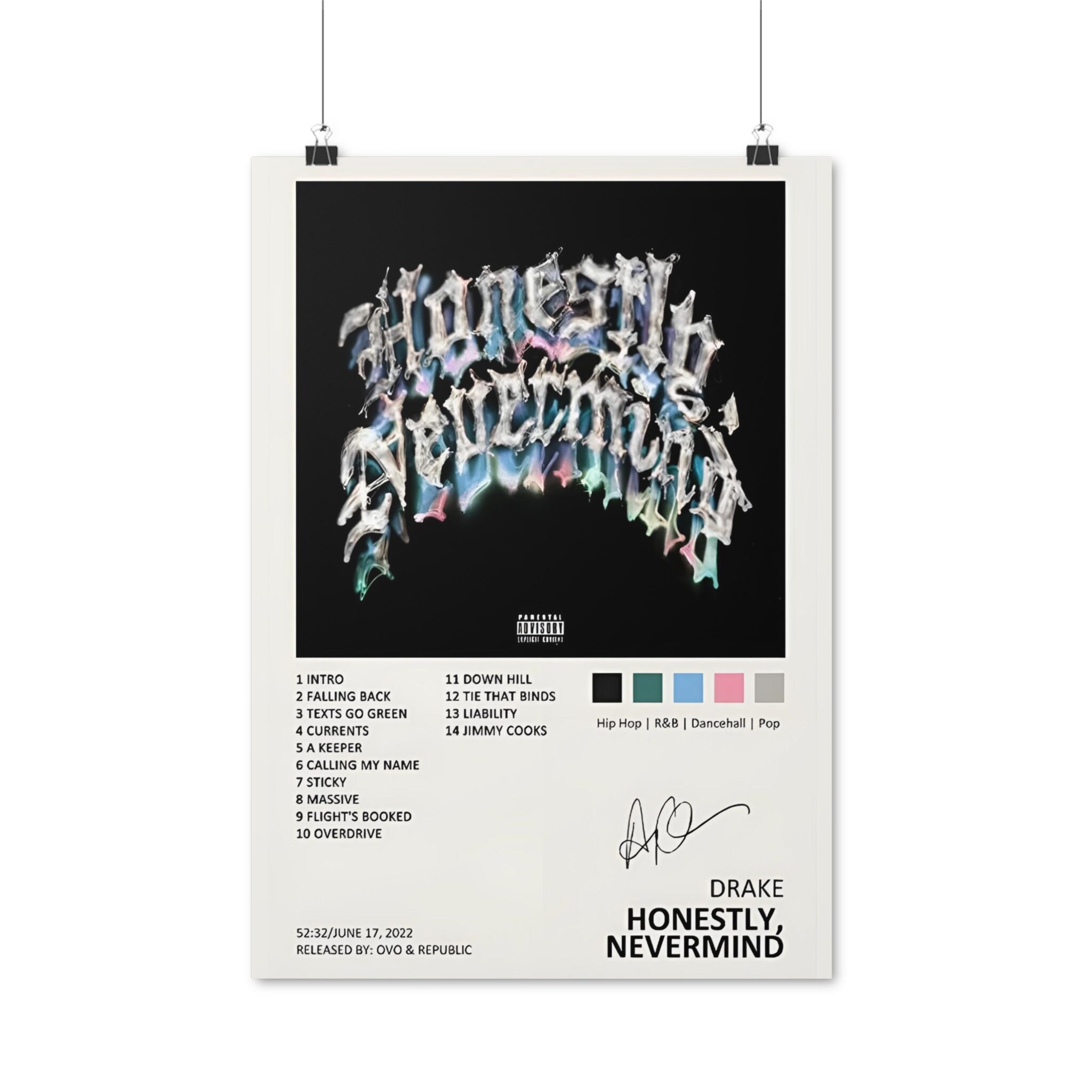 Drake 'honestly Nevermind' Poster - Etsy