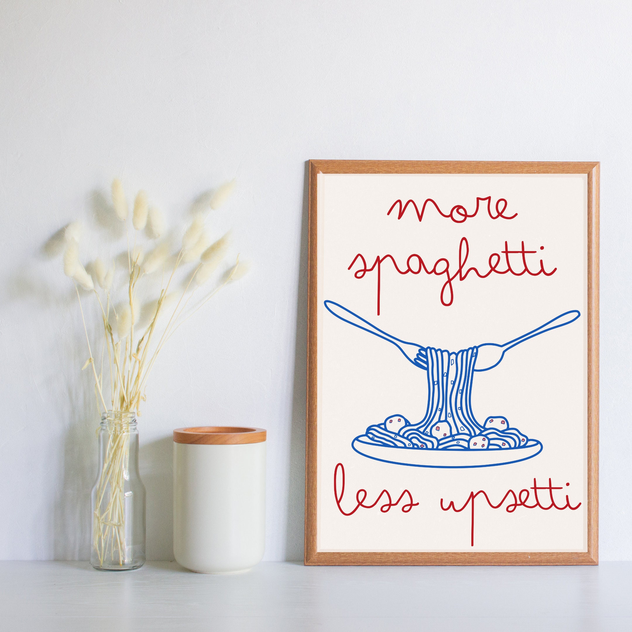 Spaghetti Wall Print, Retro Kitchen Wall Decor, Digital Download Print ...