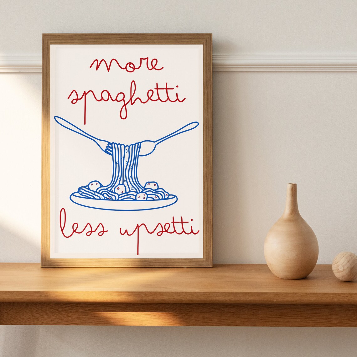 Spaghetti Wall Print, Retro Kitchen Wall Decor, Digital Download Print ...