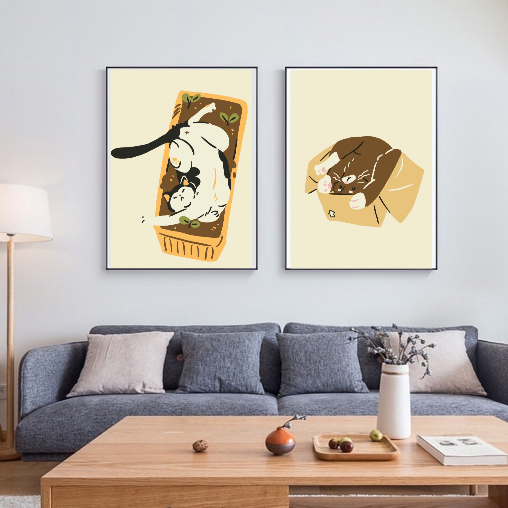 Cute and Funny Cats Wall Set of 6, Cats Llover Gifts, Trendy Wall Art ...