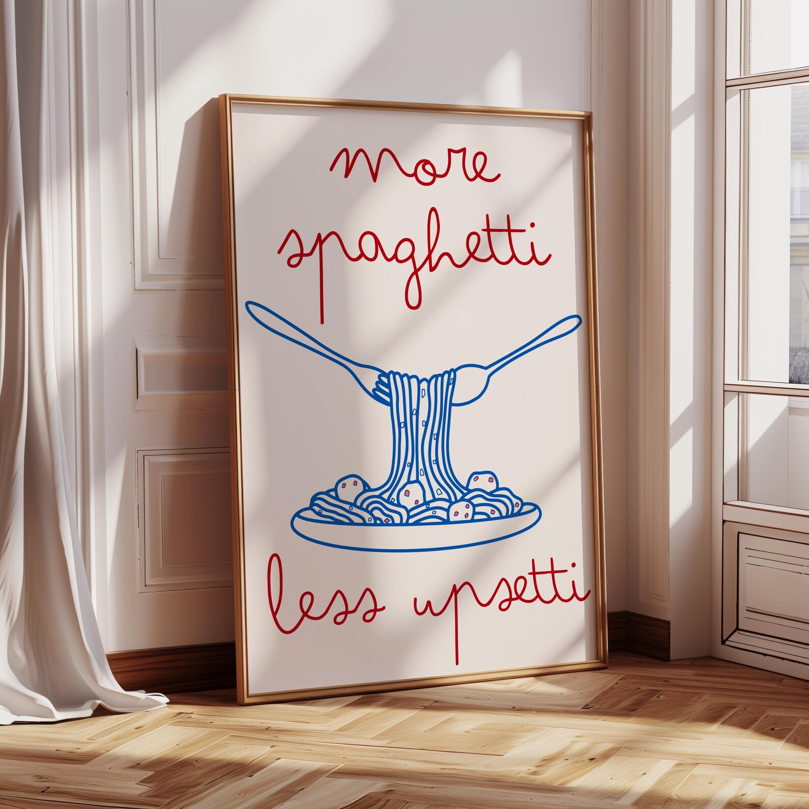 Spaghetti Wall Print, Retro Kitchen Wall Decor, Digital Download Print ...