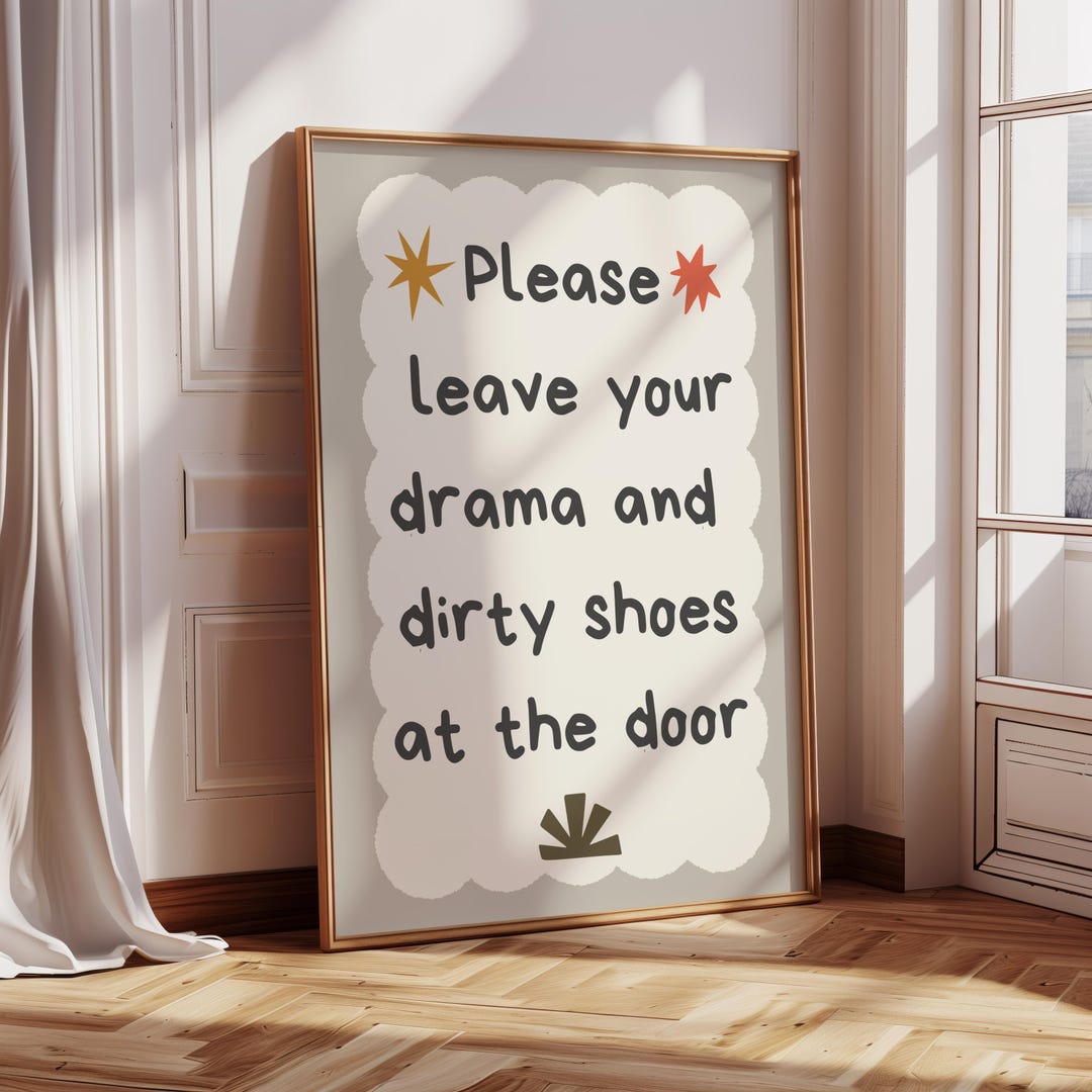 Leave Your Drama and Shoes at the Door Print, Neutral Typography Wall ...