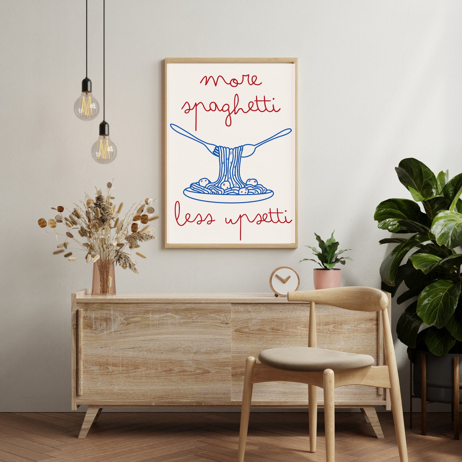 Spaghetti Wall Print, Retro Kitchen Wall Decor, Digital Download Print ...