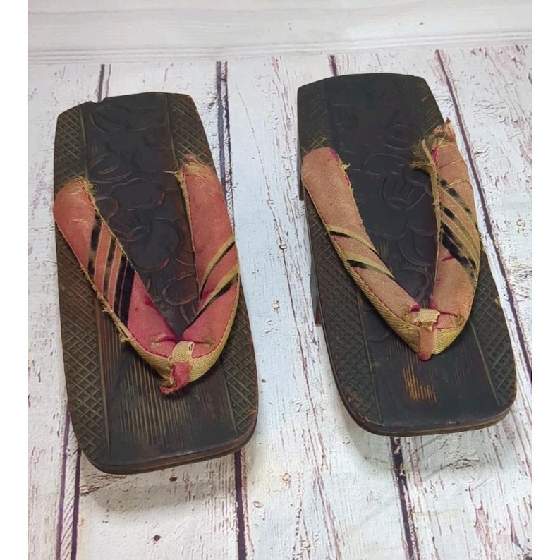 Vintage Japanese Wooden Wood Geta Geisha Sandals Shoes - Etsy