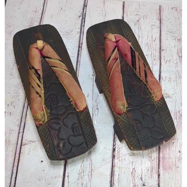 Vintage Japanese Wooden Wood Geta Geisha Sandals Shoes - Etsy