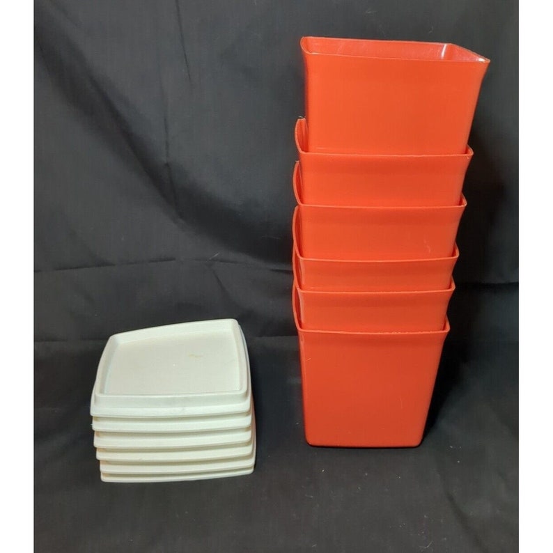 Rubbermaid 1 Quart Orange Storage Containers With Lids Rare Vintage 70 ...