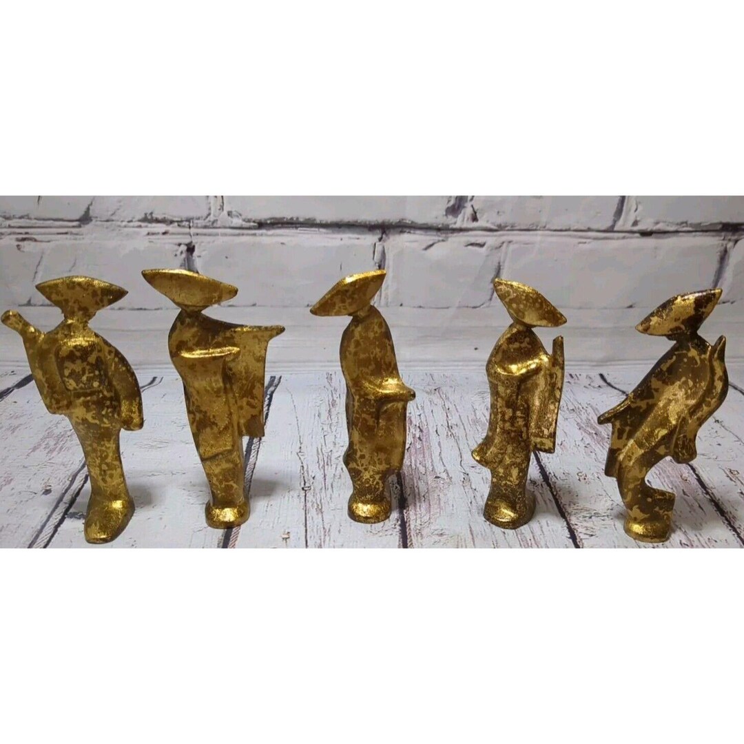 Set of 5 Dancing Geisha Girl Iron Sculpture Statue Figurines MCM ...