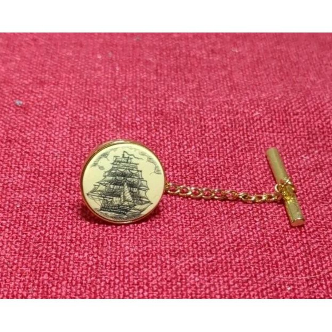Vintage Barlow Ship Tie Tac Nautical Faux Scrimshaw Carved Signed Pin ...