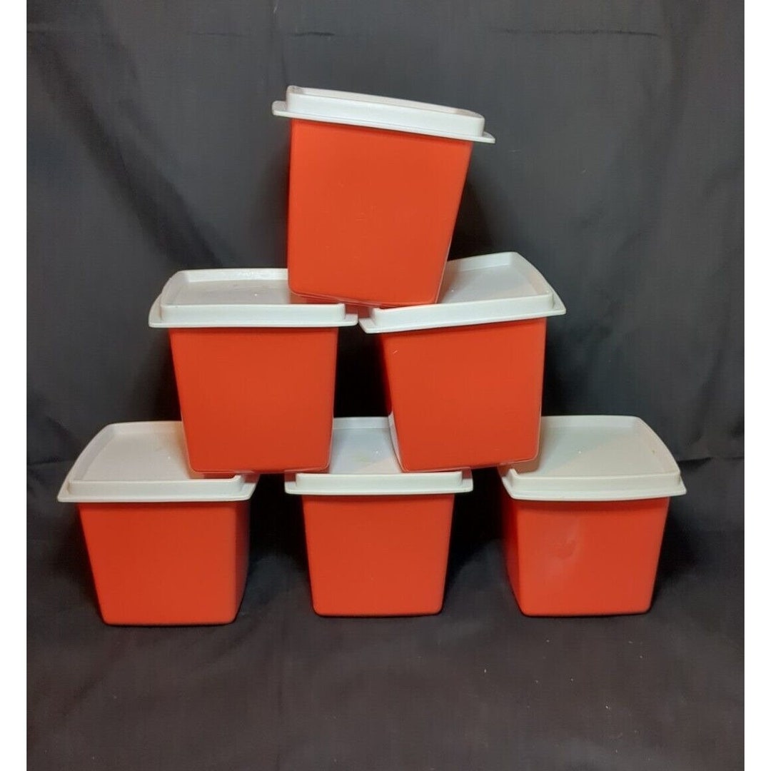 Rubbermaid 1 Quart Orange Storage Containers With Lids Rare Vintage 70 ...