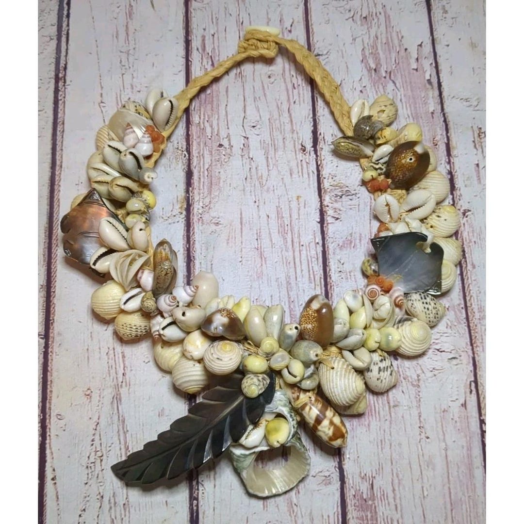 Polynesian Style Papua Cowrie Shell Necklace on Braided Grass Choker - Etsy