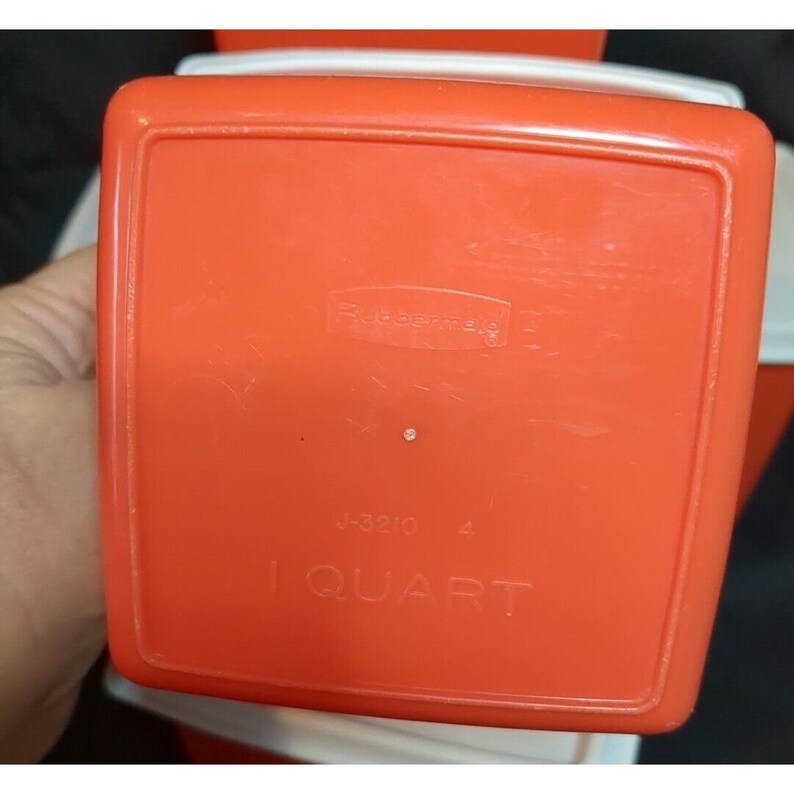 Rubbermaid 1 Quart Orange Storage Containers With Lids Rare Vintage 70 ...