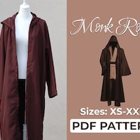 Medieval Robe Sewing Pattern | Monk Cloak With Hood & Cape FREE SIZE ...