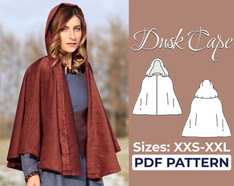 Cloak With Hood Sewing Pattern, Fantasy Carnival Costume, Elven Cape ...