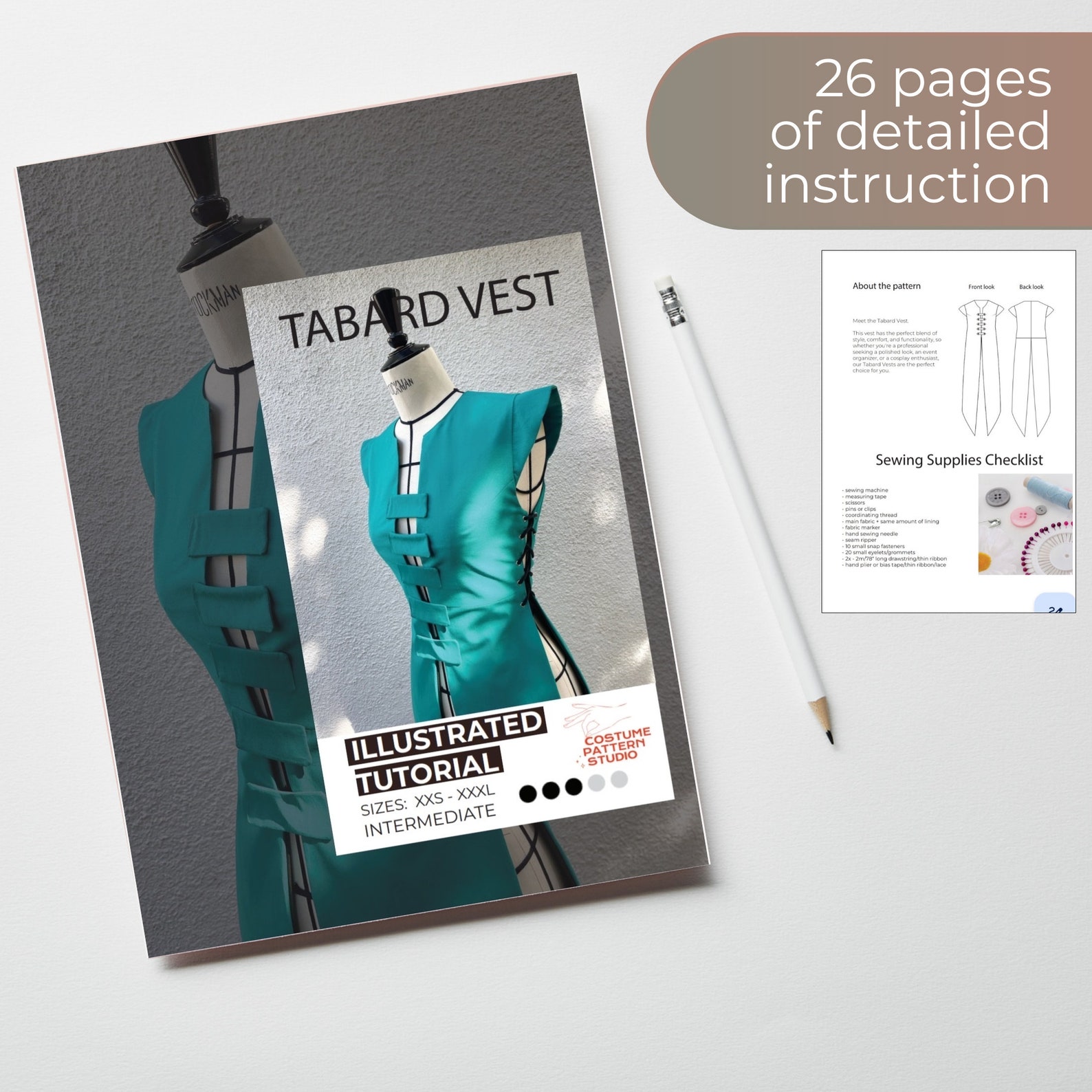 Tabard Sewing Pattern, Female Medieval Surcoat, XXS XXL, Sideless ...