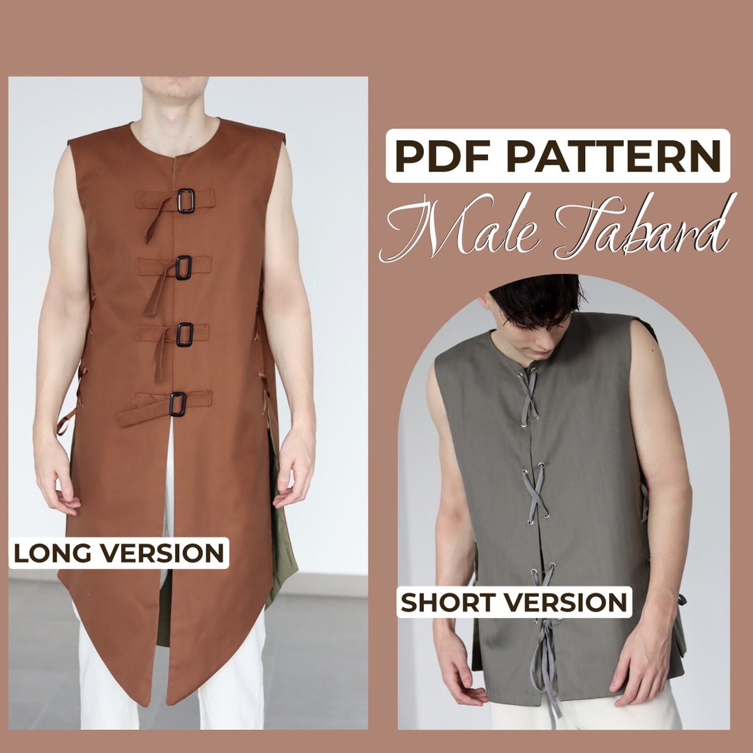 Tabard Sewing Pattern, Male Medieval Surcoat, XS - XXXL, Sideless ...