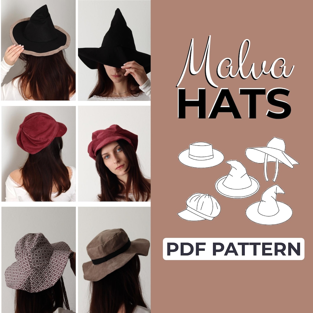 Hats Bundle Sewing Pattern | Bucket Hat, Witch Hat, Sun Hat | Easy ...