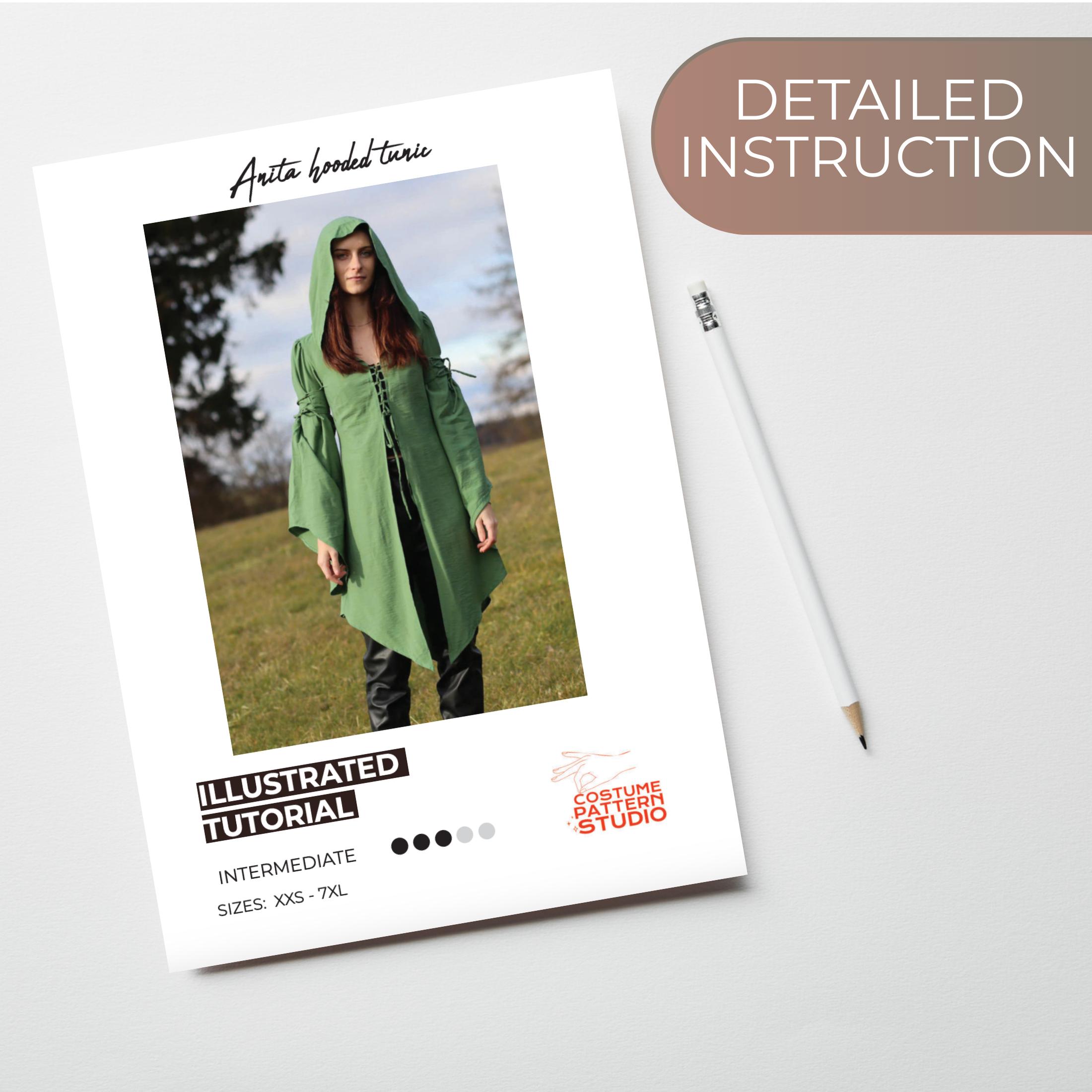 Hooded Tunic Sewing Pattern | Larp Medieval Costume Pattern | Pattern ...