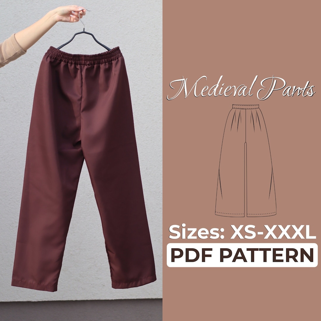 Medieval Pants Sewing Pattern, Elastic Waist Pants, Easy Beginner ...