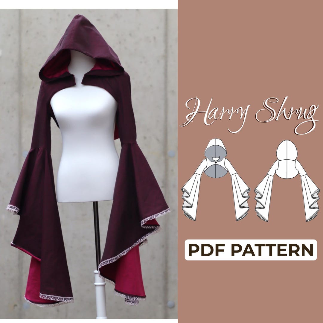 Hooded Shrug Sewing Pattern | Capelet Cosplay Costume | Pattern ...