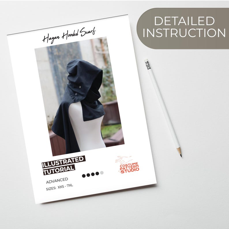 Hooded Scarf Sewing Pattern | Head Scarf Cosplay Costume | Pattern ...