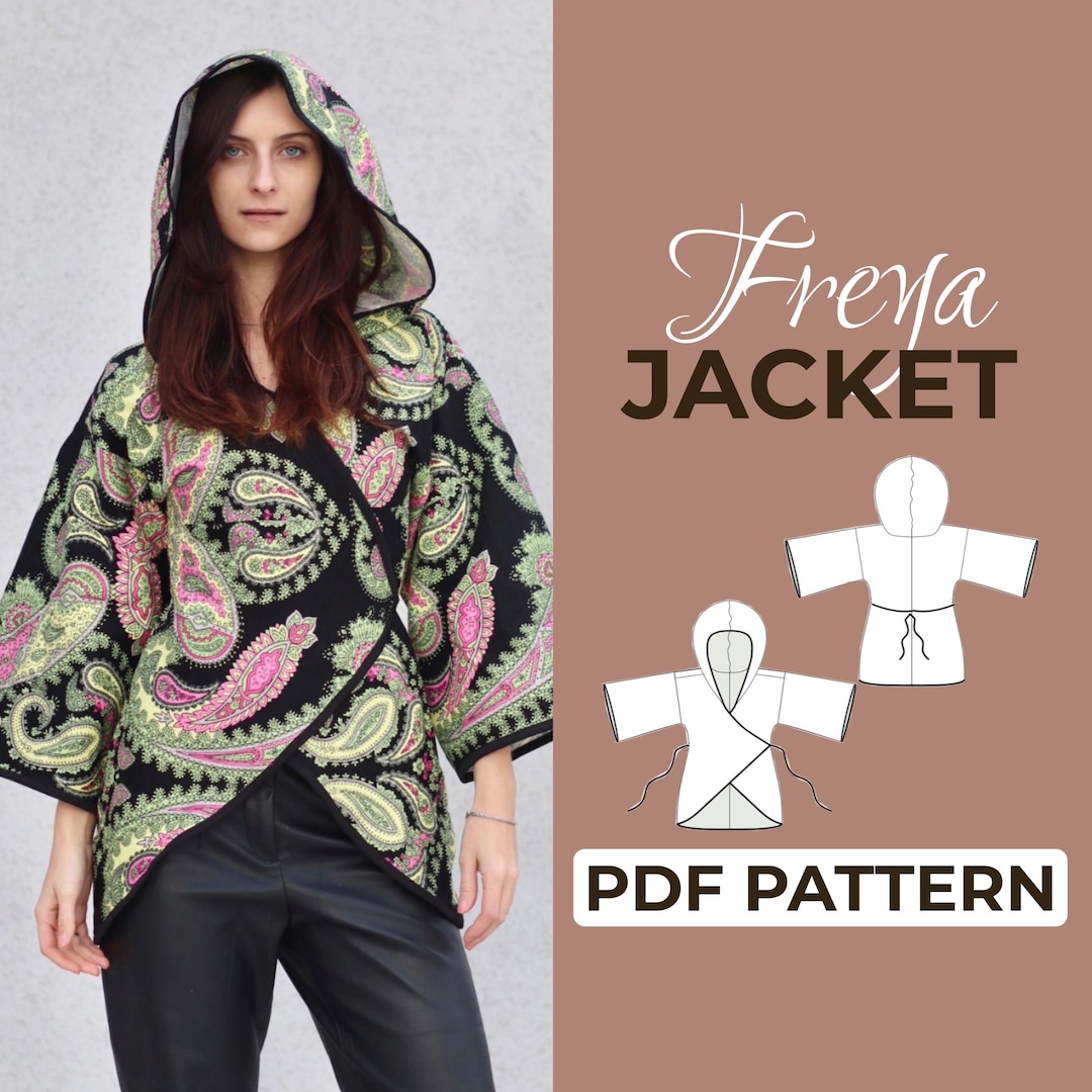 Hooded Kimono Jacket Sewing Pattern | Japanese Kimono Robe | Pattern ...