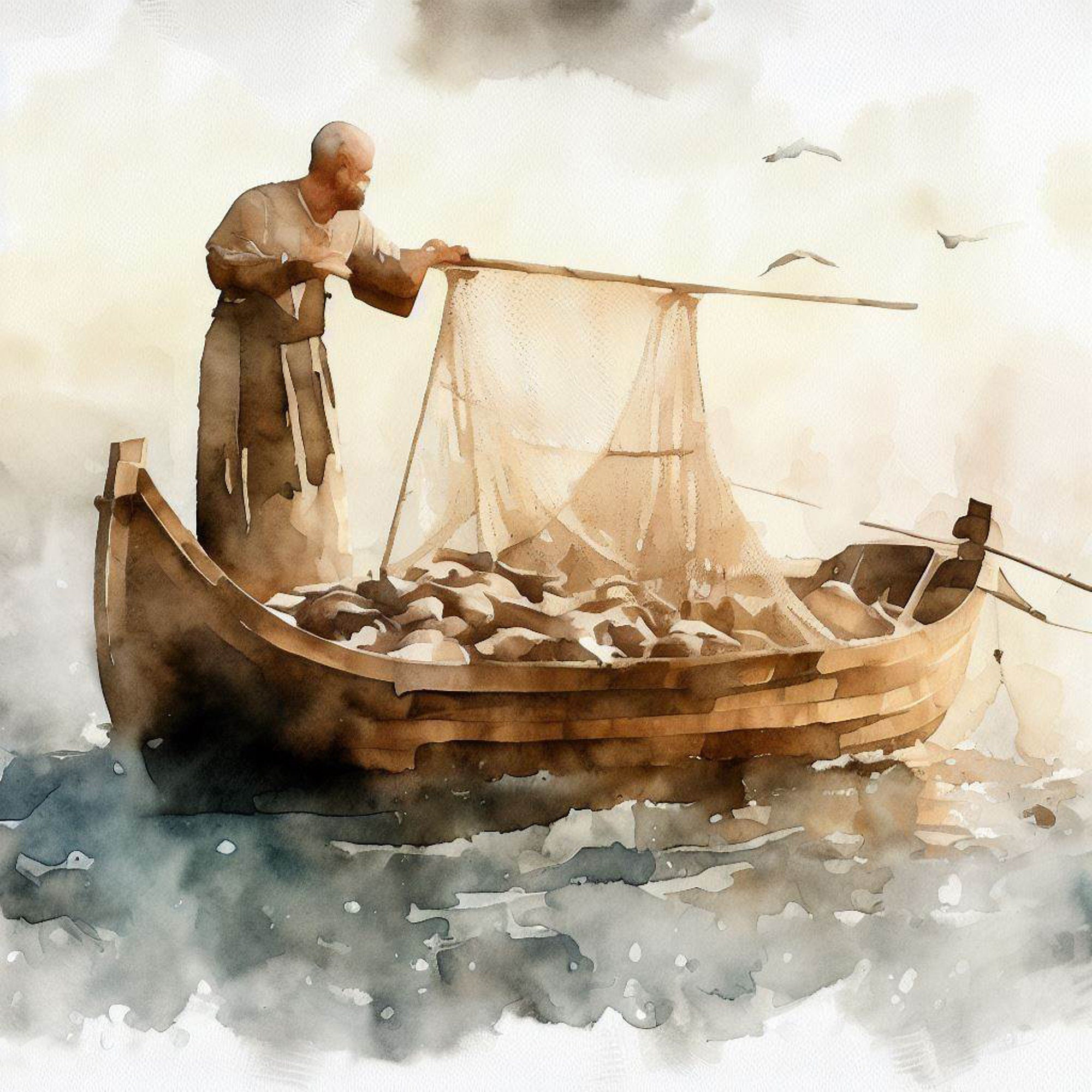 Peter Fishing, Digital Download, Bible Story, Square, Neutral ...