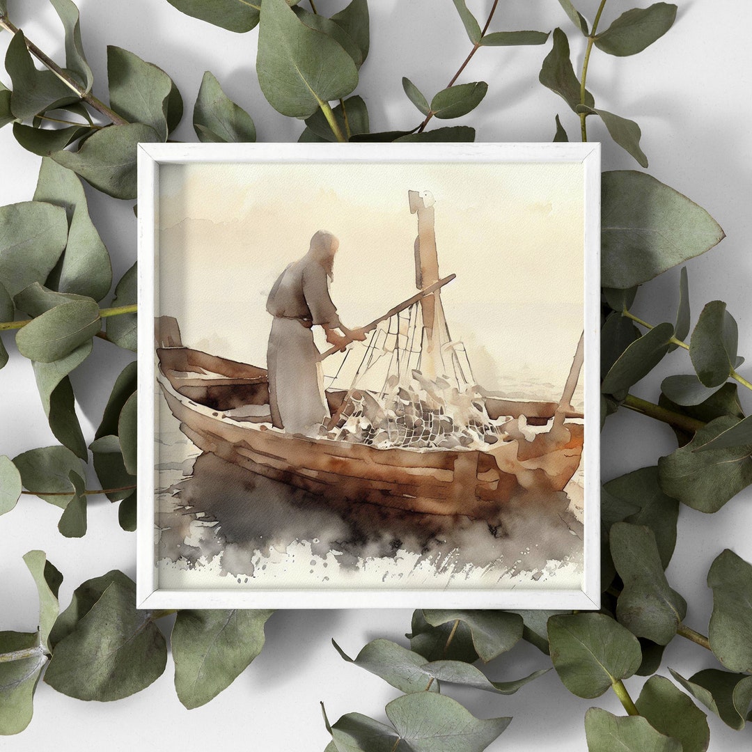 Peter Fishing, Digital Download, Bible Verse Illustration, Bible Story ...