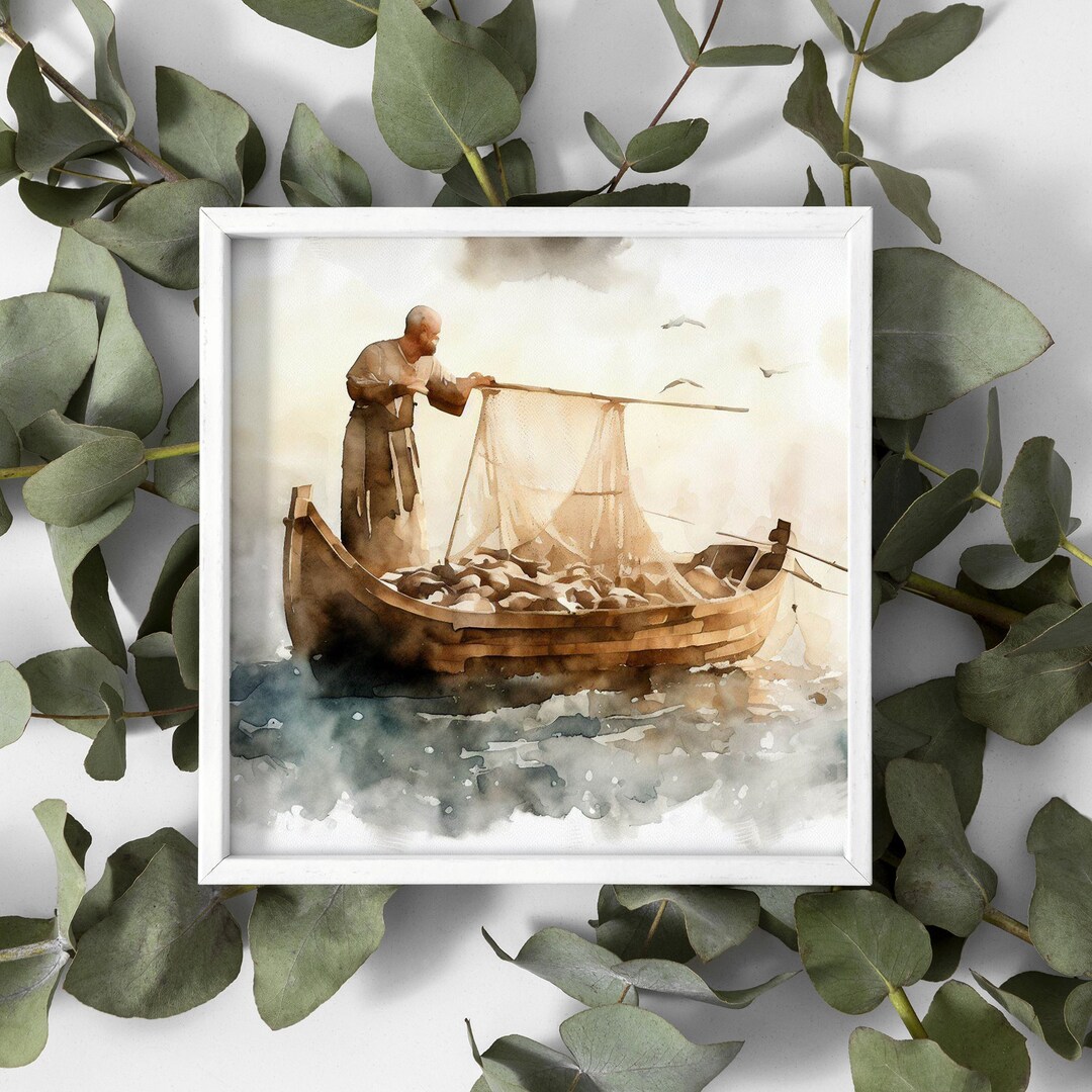 Peter Fishing, Digital Download, Bible Story, Square, Neutral ...