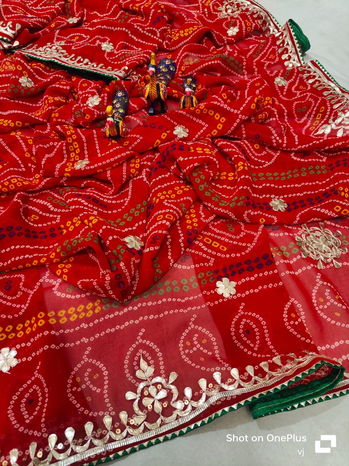 Red Saree | Indian Rajasthani Chunri Bandhej Saree | Hand Gotta Patti ...