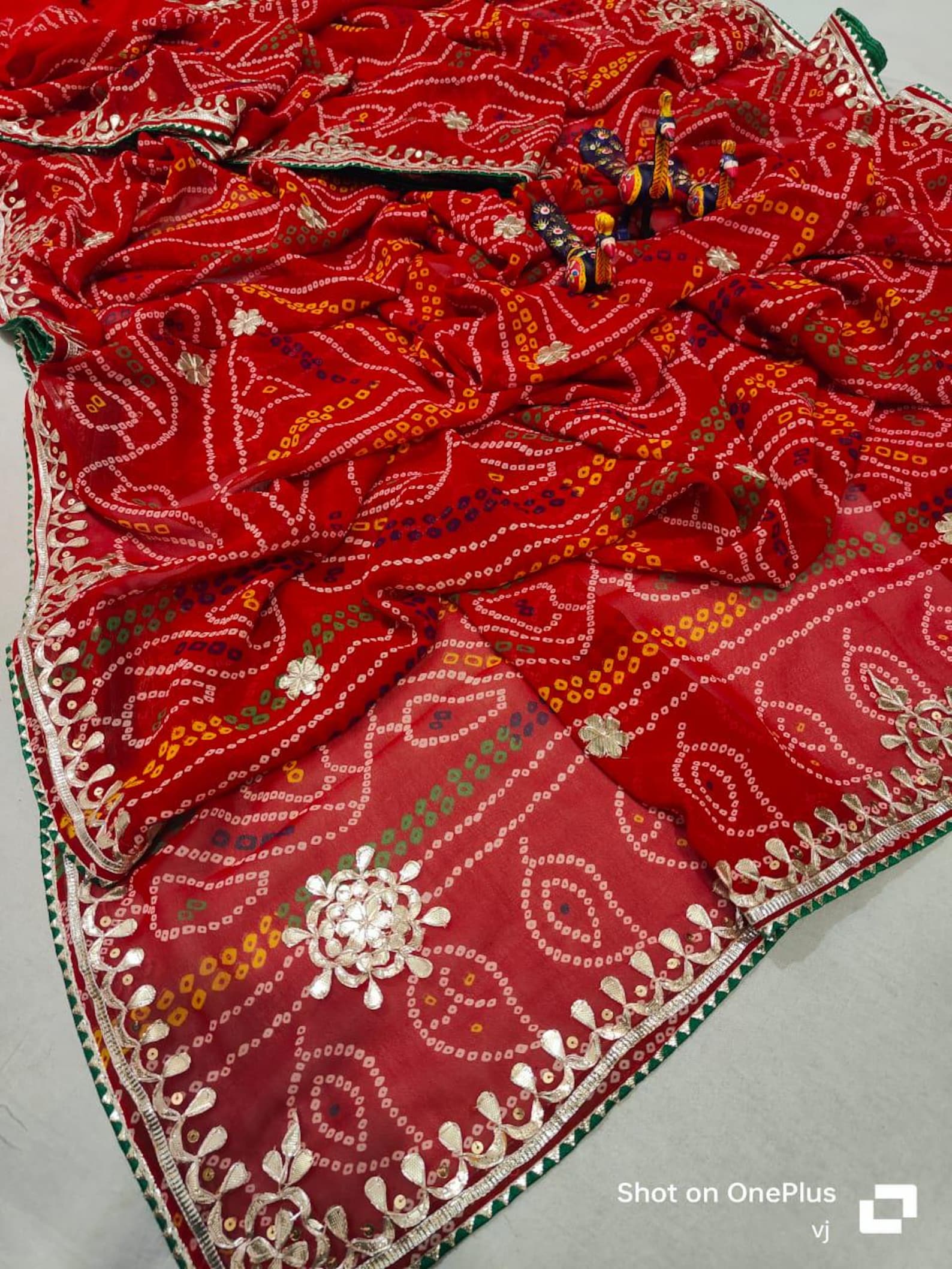 Red Saree | Indian Rajasthani Chunri Bandhej Saree | Hand Gotta Patti ...