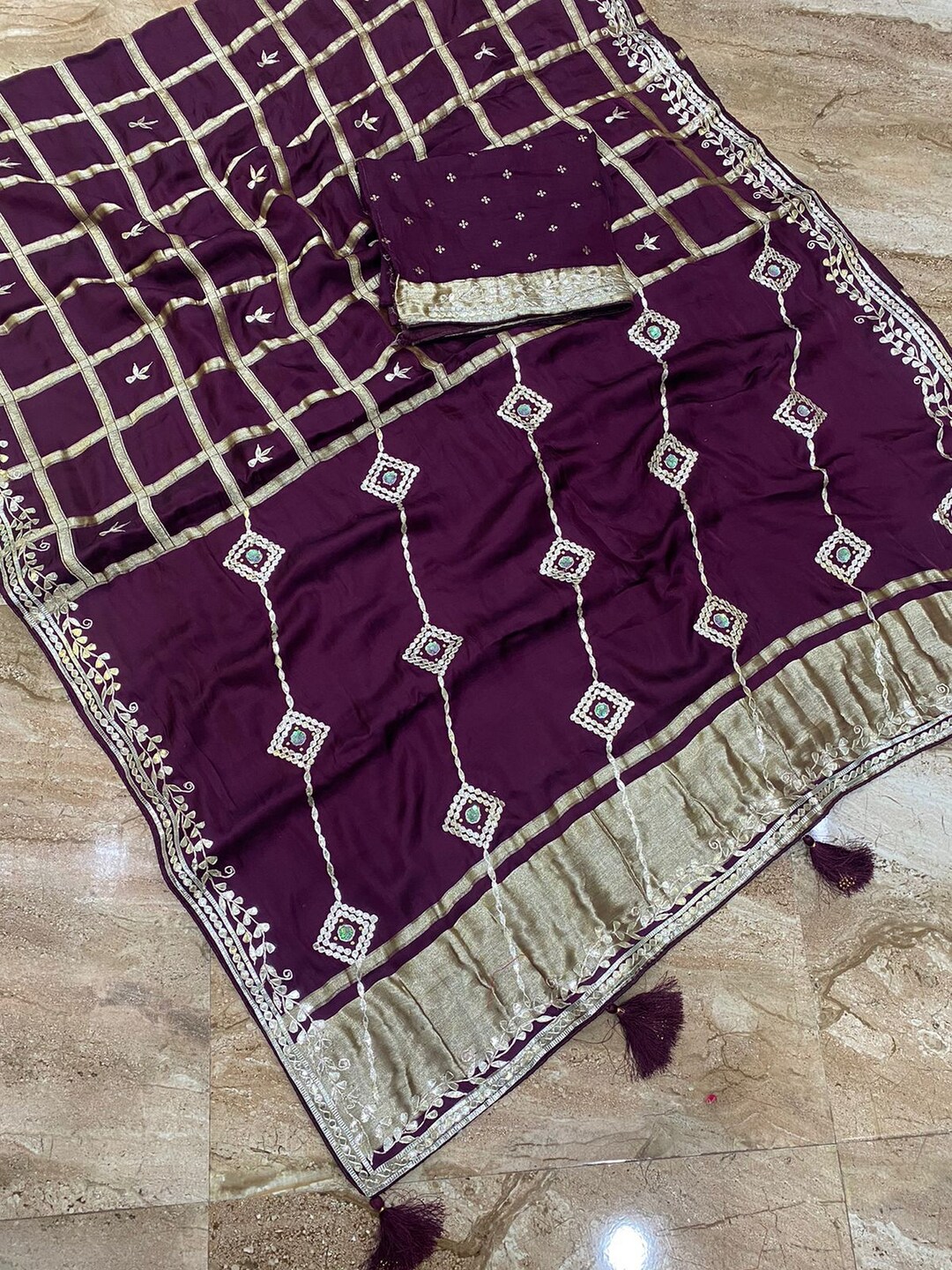 Hand Stitched Gota Work Gharchola Saree Gotta Patti Work, Zardozi Work ...