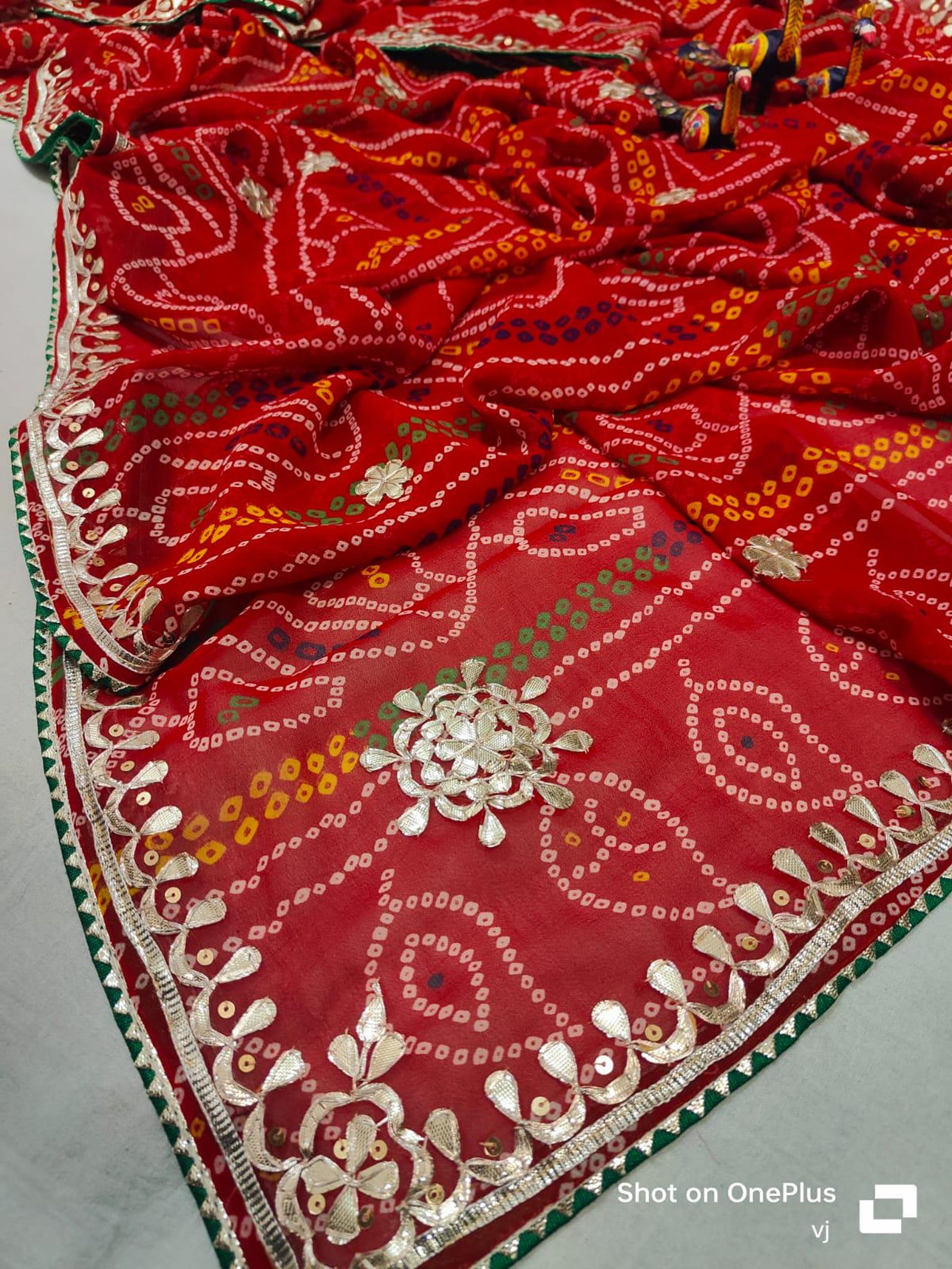 Red Saree | Indian Rajasthani Chunri Bandhej Saree | Hand Gotta Patti ...