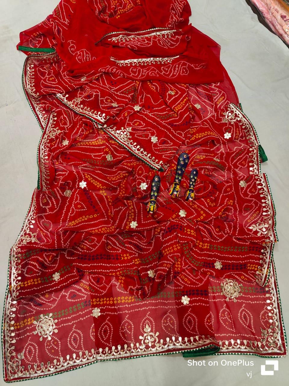 Red Saree | Indian Rajasthani Chunri Bandhej Saree | Hand Gotta Patti ...